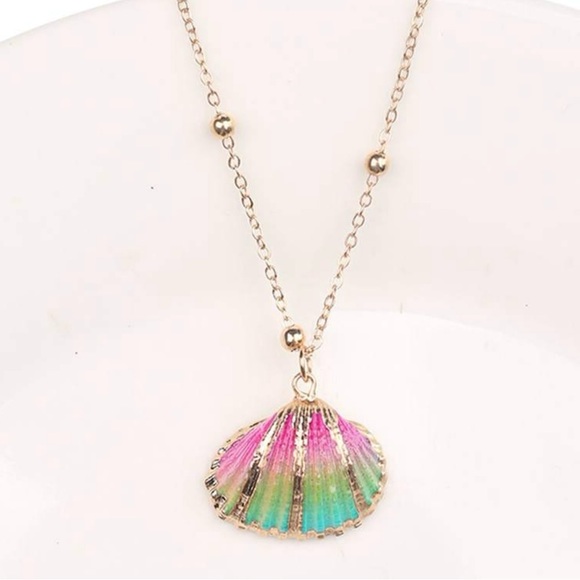Jewelry | Ombre Scallop Shell Rainbow Bivalve Clam Oyster Golddipped ...